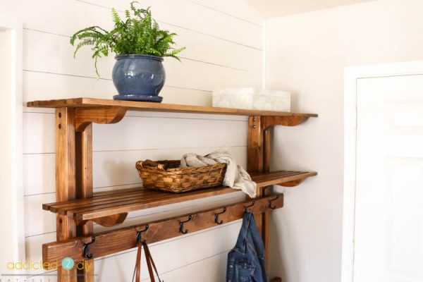 Pottery Barn-Inspired Rustic Hall Tree - Addicted 2 DIY
